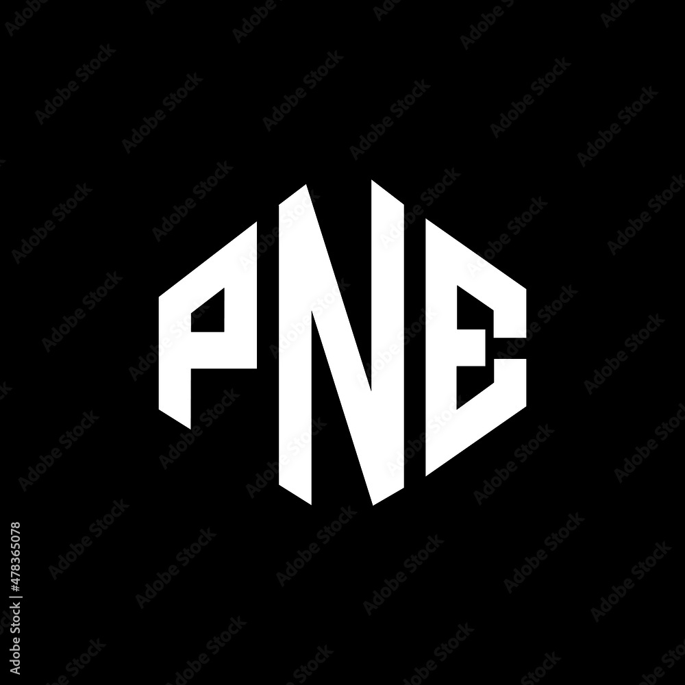 PNE letter logo design with polygon shape. PNE polygon and cube shape ...