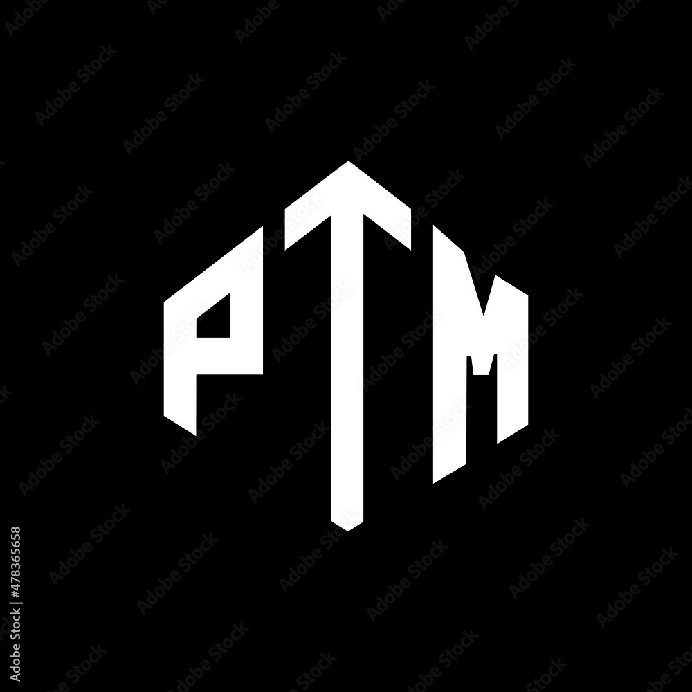 PTM letter logo design with polygon shape. PTM polygon and cube shape ...