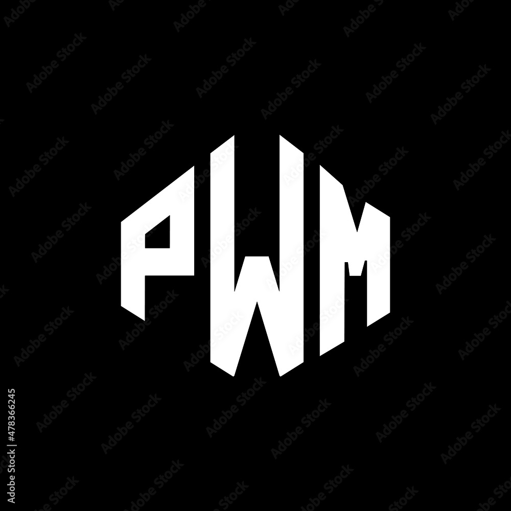 PWM letter logo design with polygon shape. PWM polygon and cube shape ...