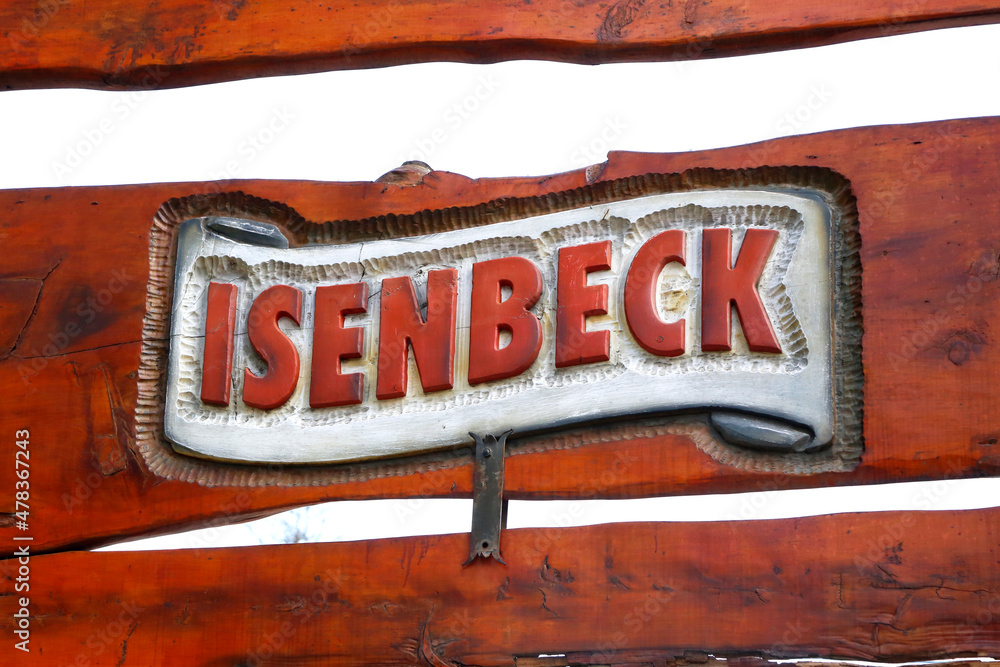 Foto de Isenbeck. Isenbeck beer logo carved into a wooden sign ...