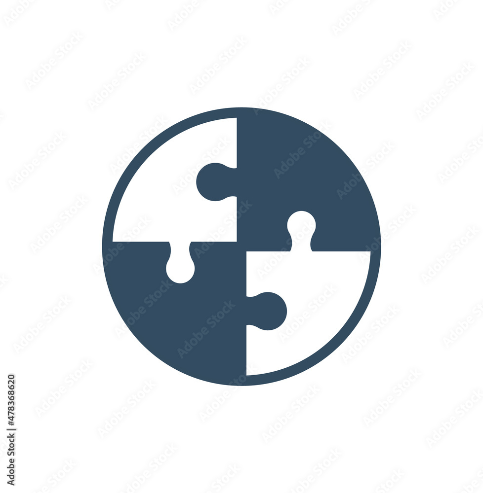 Puzzle pieces and problem solving icon or logo line art style. Outline ...