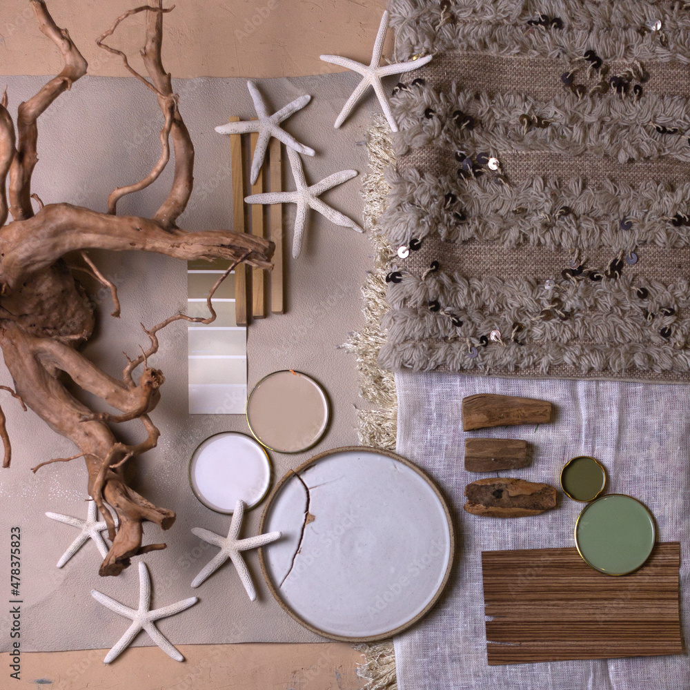 color palette mood board for interior design and decor Stock Photo ...