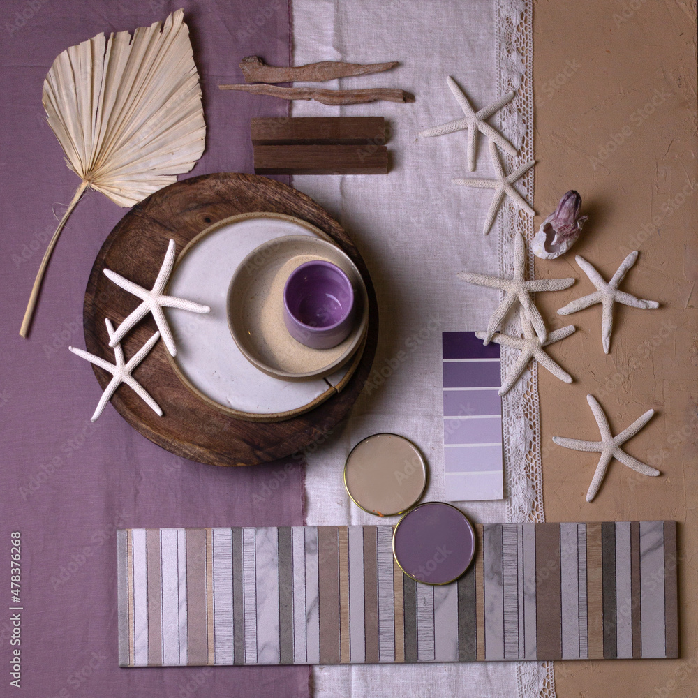 color palette mood board for interior design and decor ภาพถ่ายสต็อก ...