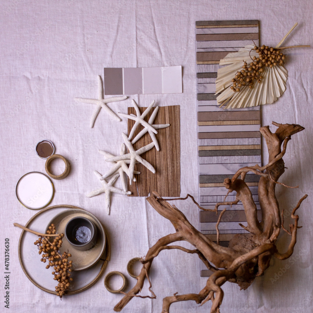 color palette mood board for interior design and decor Stock Photo ...