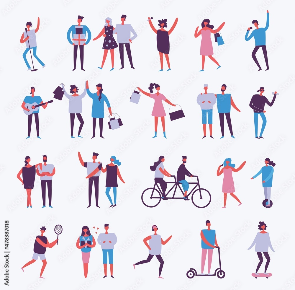 Set of vector ready to animation people characters performing various ...