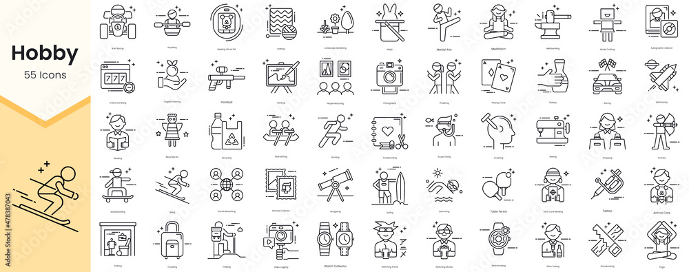 Simple Outline Set of Hobby Icons. Thin Line Collection contains such ...