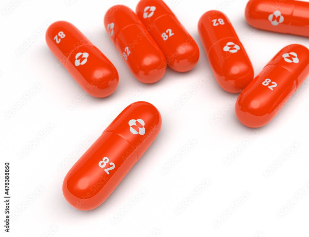 Italy - January, 03, 2022: Molnupiravir capsule antiviral drug pill for ...