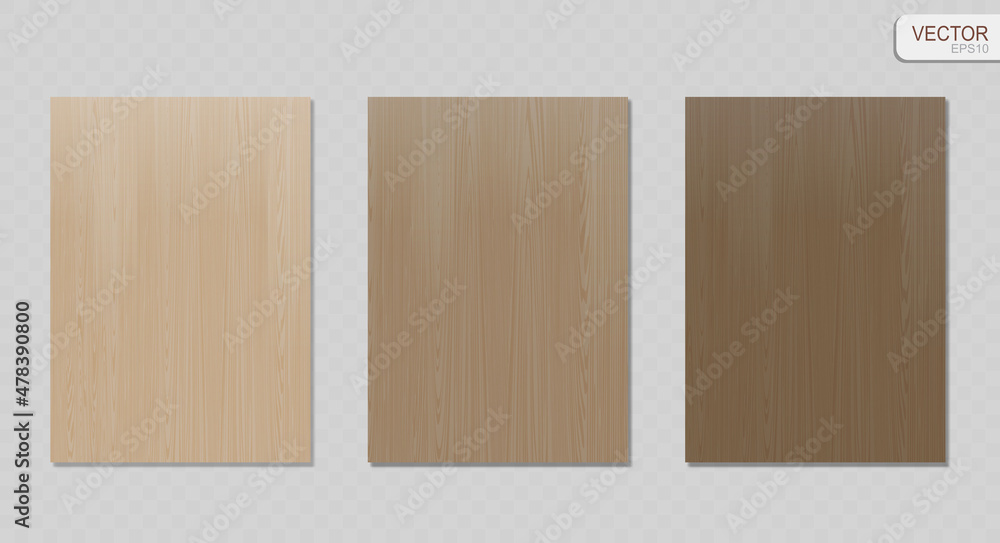 Vector wood texture background set. Beige and brown realistic wooden ...