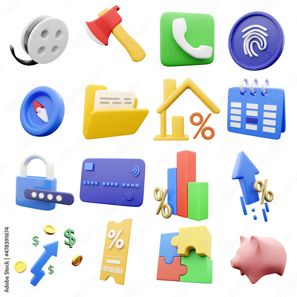 Set Of 3d Render Icon High Resolution On White Background 3d Render