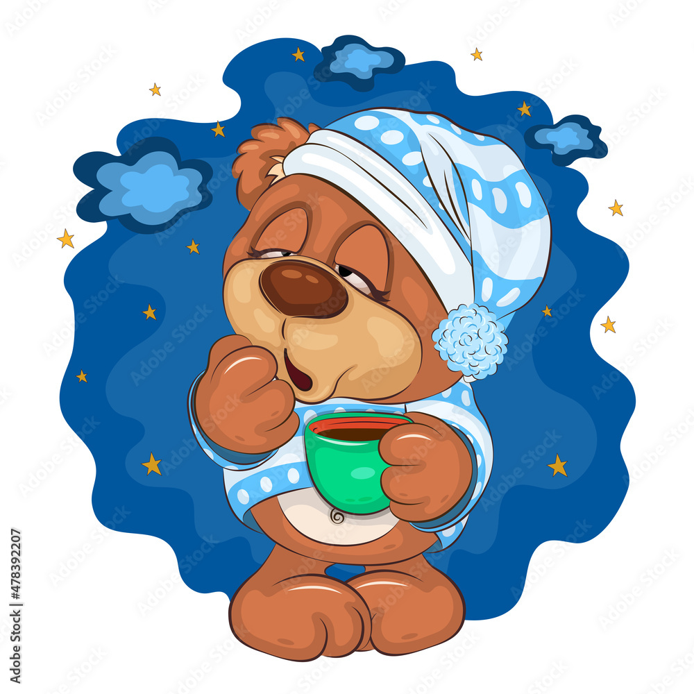 Sleepy Cartoon Teddy Bear. Cute illustration of a sleepy Teddy Bear ...