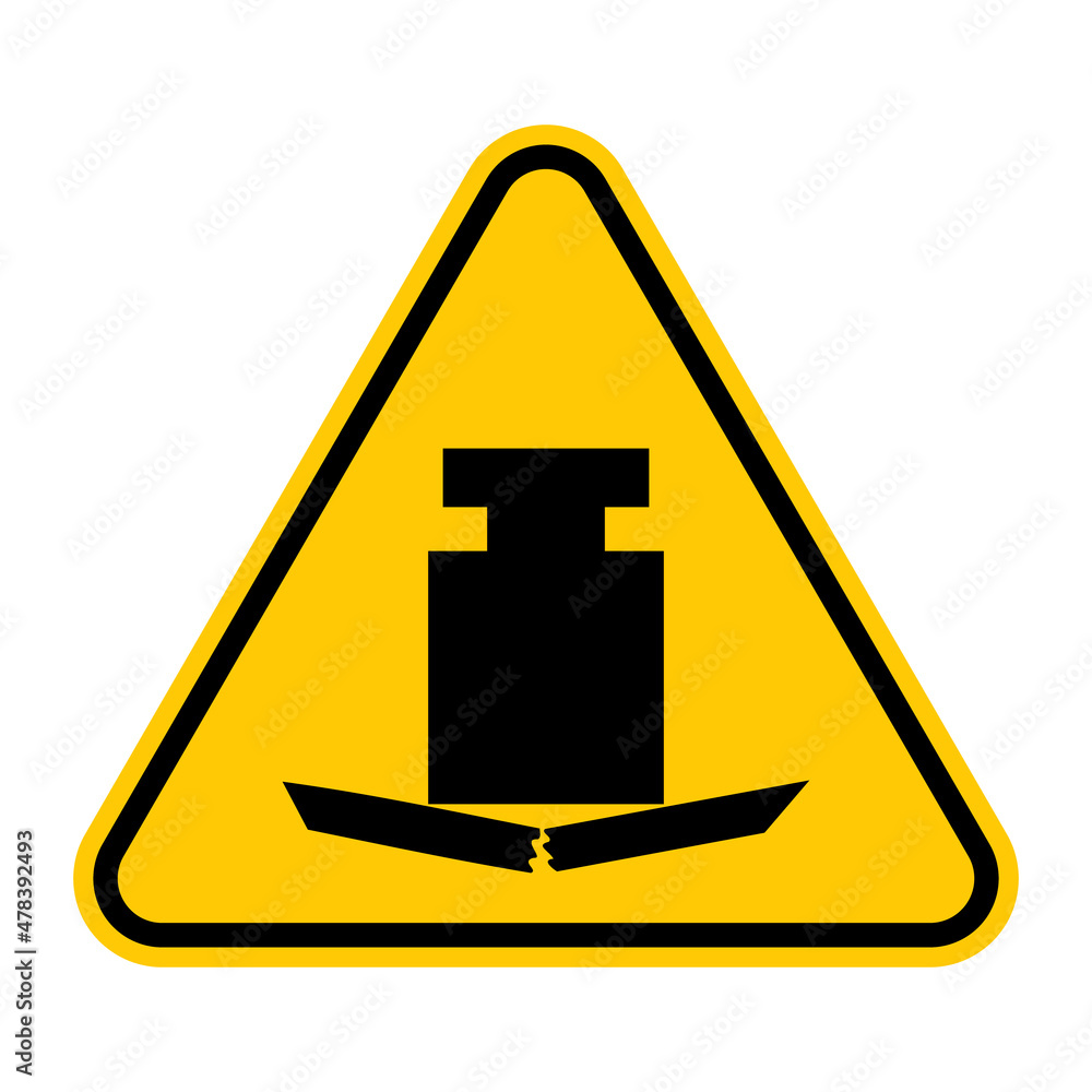 Heavy load warning sign. Vector illustration of yellow triangle warning ...