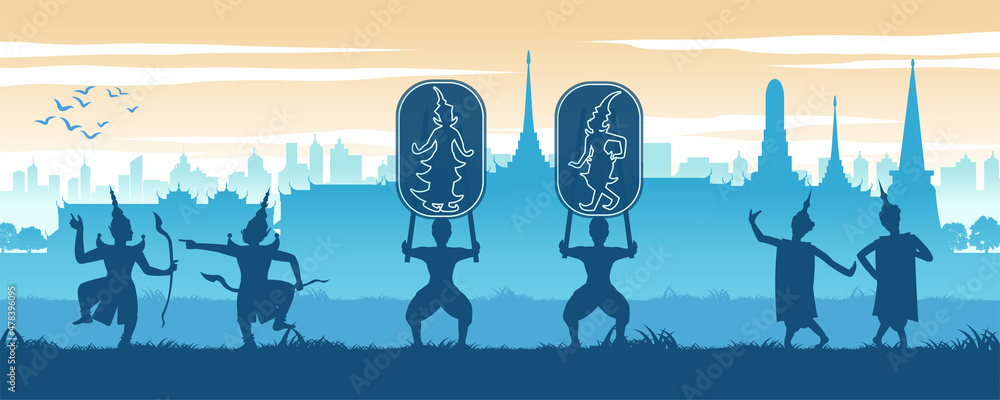 Asean scenery country background of Thailand with famous temple and ...