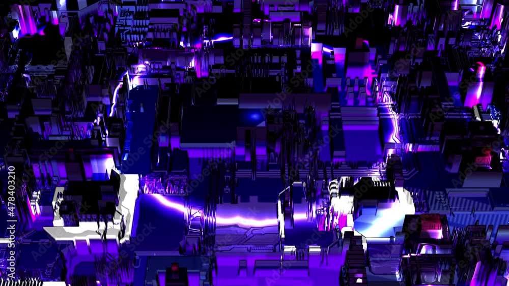 Digital abstract 3D background. The glowing electric wave propagates in ...