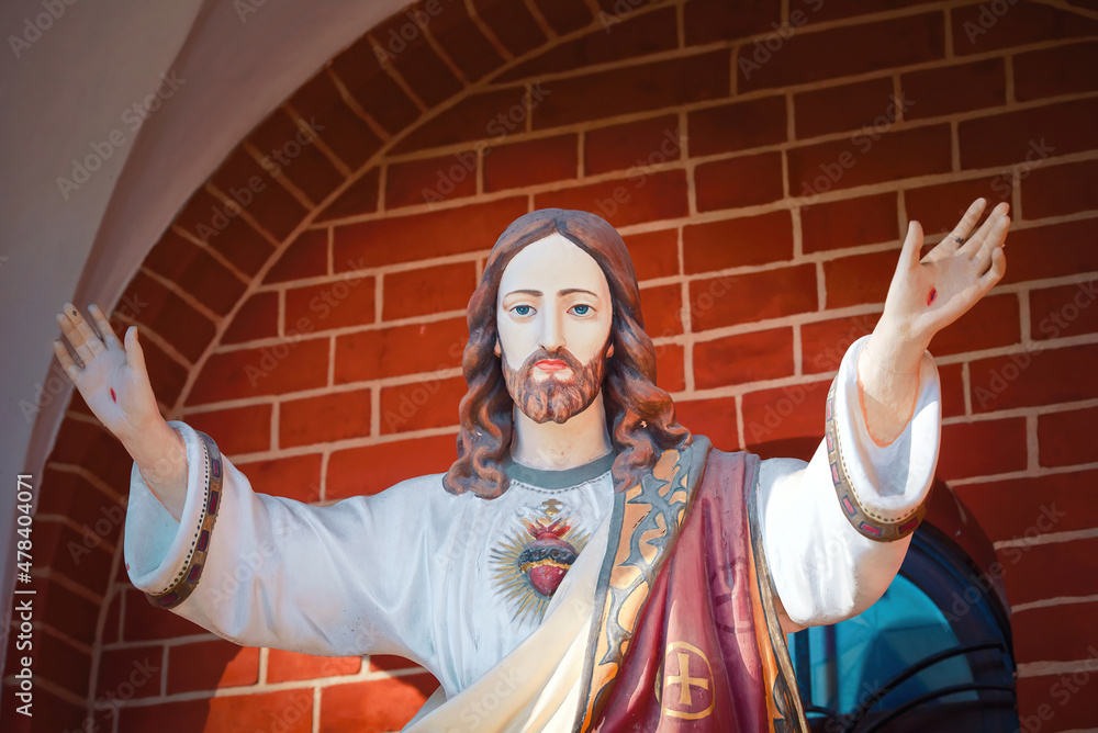 Minsk, Belarus. Oct 2021. Statue of Jesus Christ. Jesus Christ ...