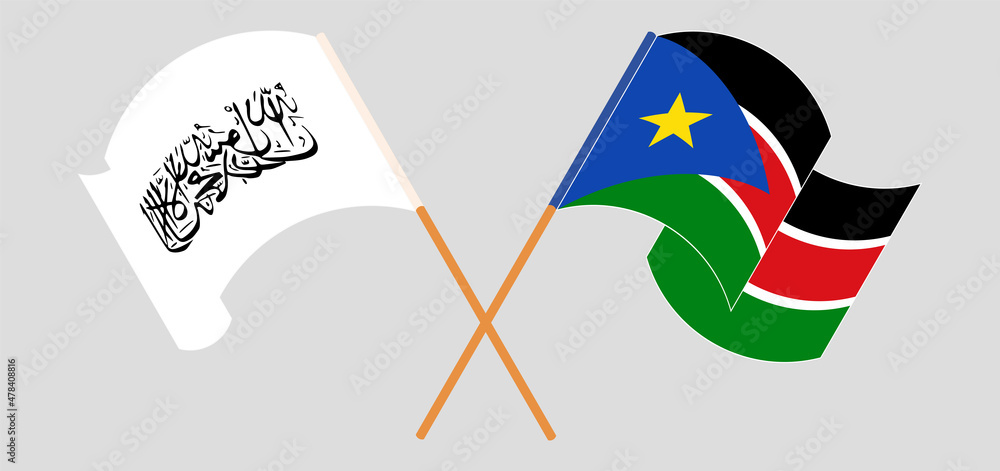 Crossed and waving flags of Taliban and South Sudan Stock Vector ...