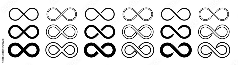 Vector icons, symbols of loop and infinity. Logo, line abstract sign of ...