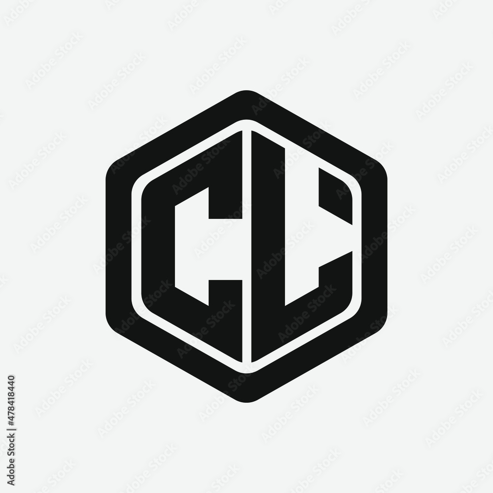 CL letter logo design emblem vector icon, template with white ...