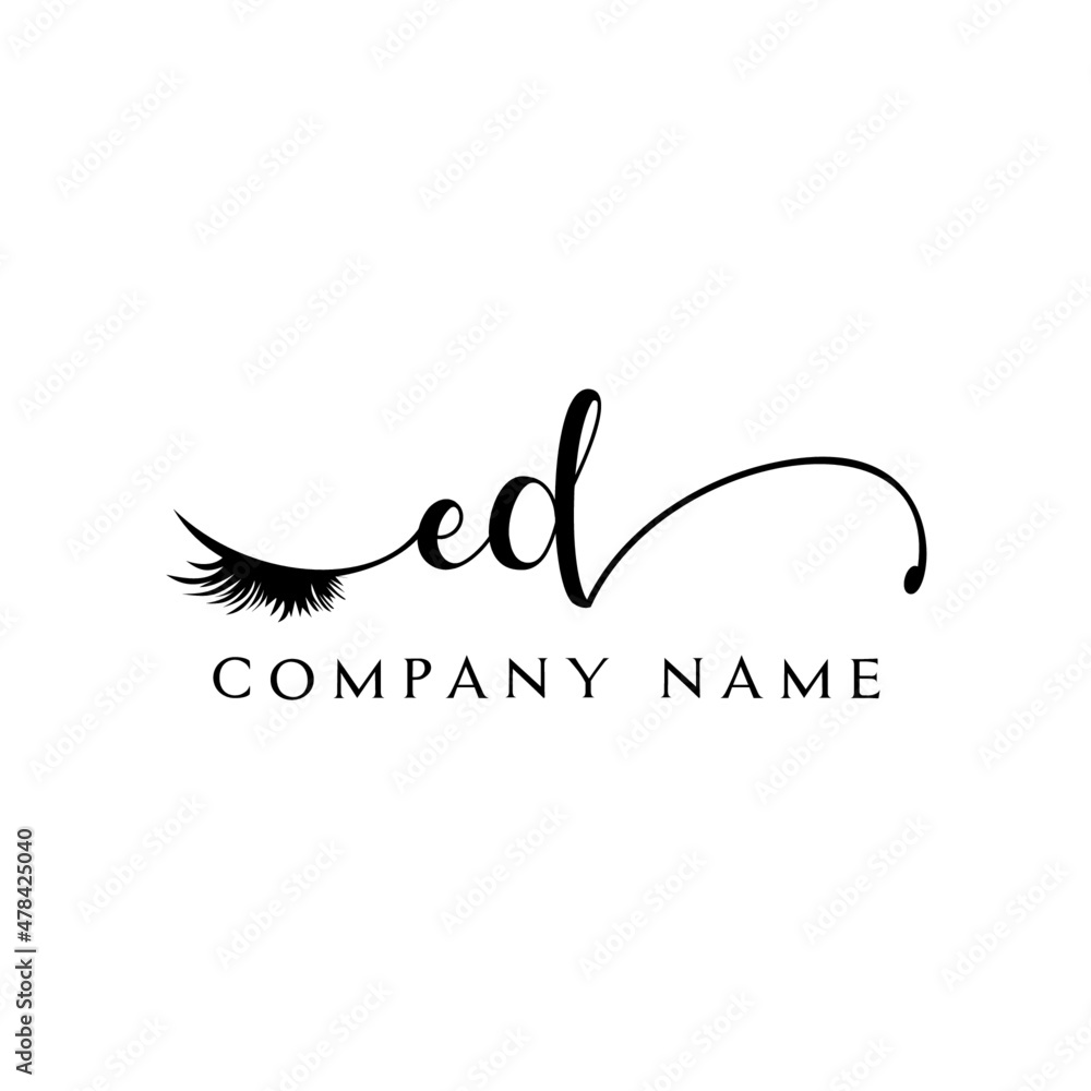 initial ED logo handwriting beauty salon fashion modern luxury letter ...
