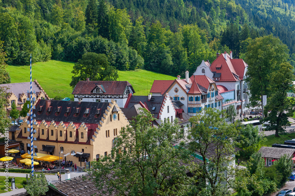Schwangau Village Near Neuschwanstein and Hohenschwangau Castles Stock ...
