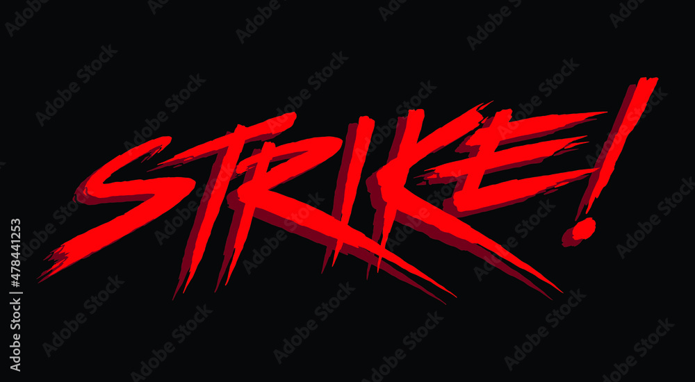 Strike - Brush Hand lettering design. Digital typography illustration ...