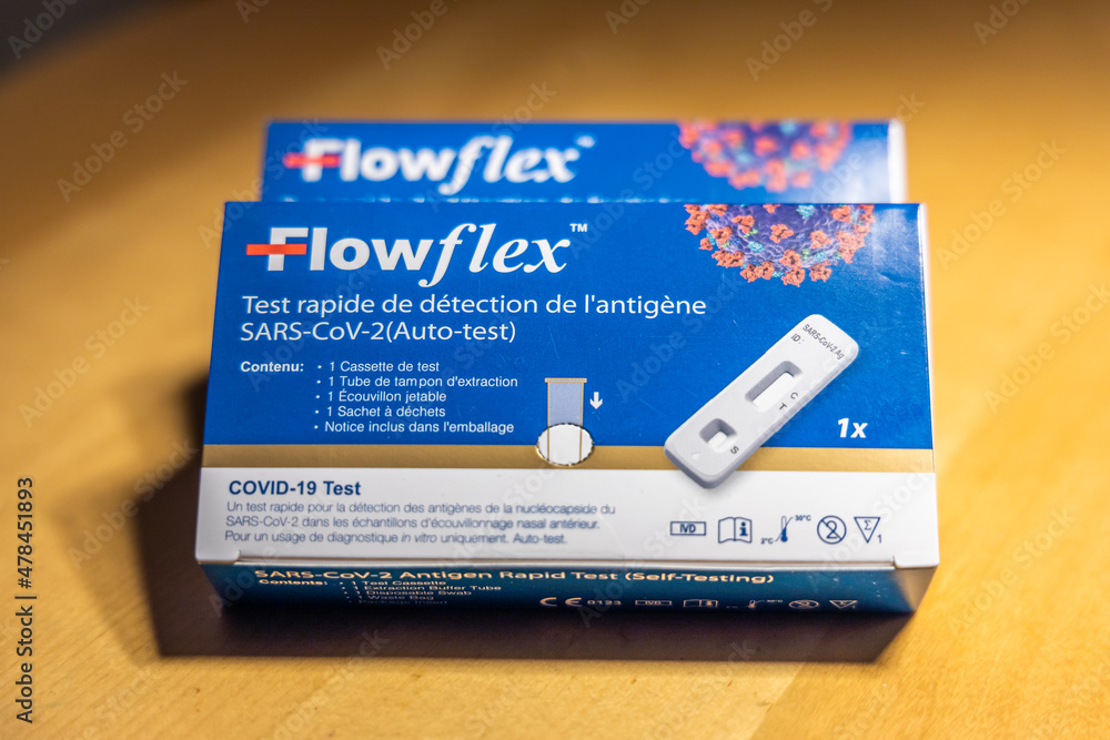 Boxes of Flowflex autotest self diagnosis test used to detect Covid-19 ...