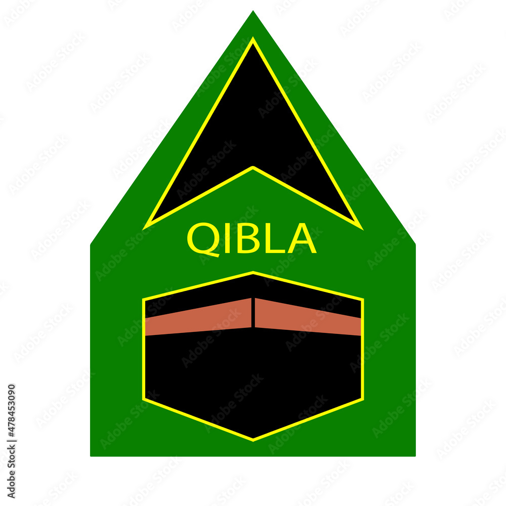 qibla muslim prayer direction badge used in various rooms or buildings ...