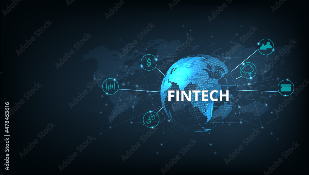 Financial technology concept and Business world class.Icon Fintech and ...