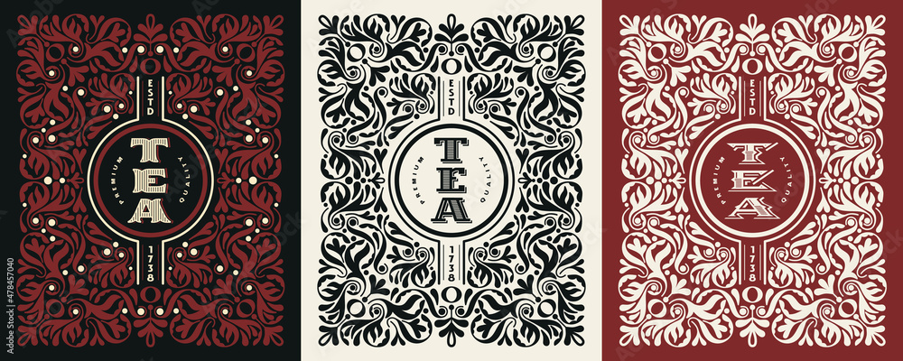 Set of template decorative label for tea Stock Vector | Adobe Stock