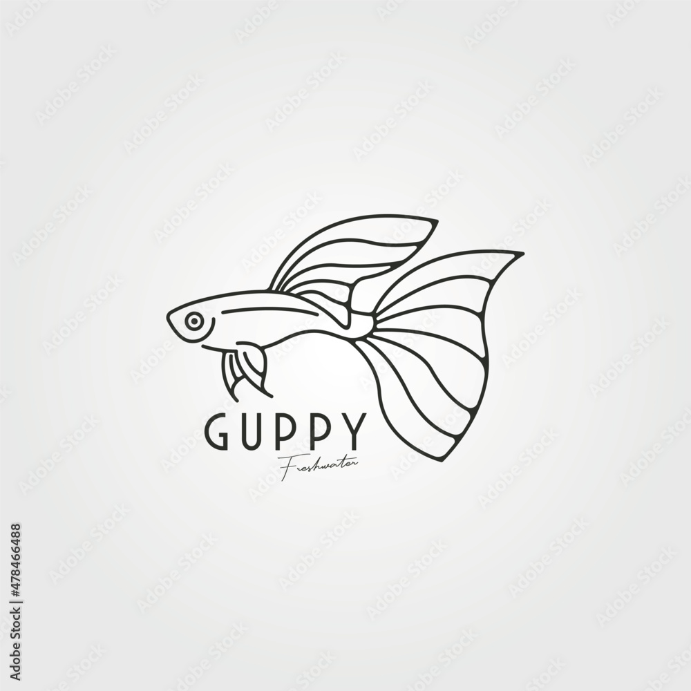 guppy fish line art logo vector symbol illustration design Stock Vector ...