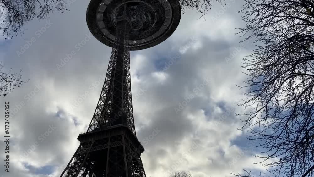Alien spaceship saucer Ufo disc Flying over Eiffel tower, Paris, France ...
