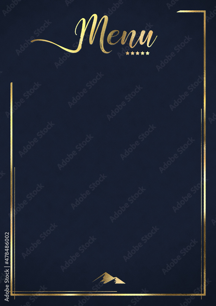 Blue Luxury Restaurant Menu Background Suede with Embossed Gold Lines ...