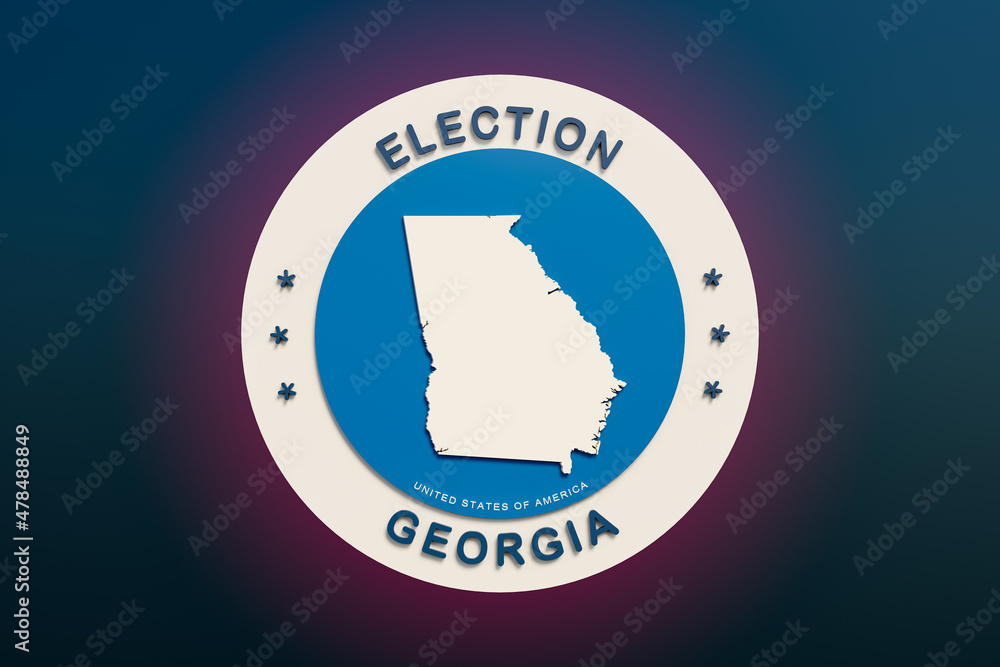 US state Georgia election. Bright election sign with the white map of ...
