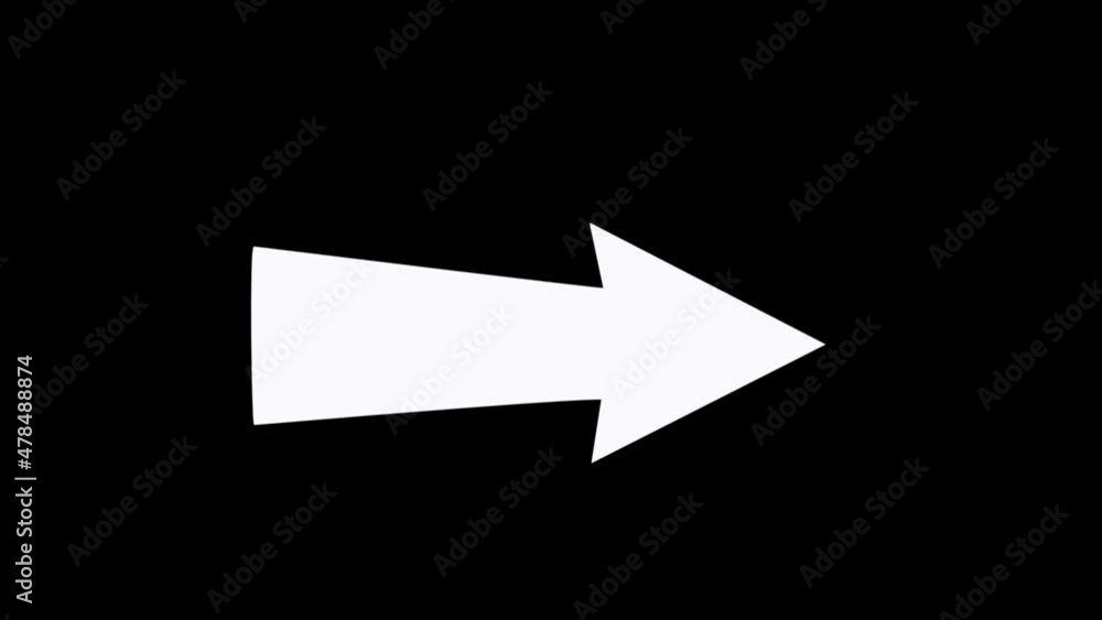 Animated flat Arrows symbols on black background. White arrow 4k ...