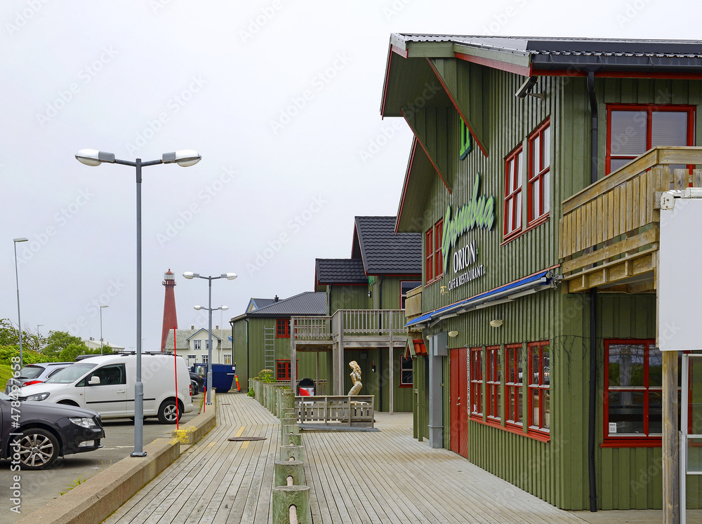 Street of Andenes in the Vesteralen Islands archipelago in Northern ...