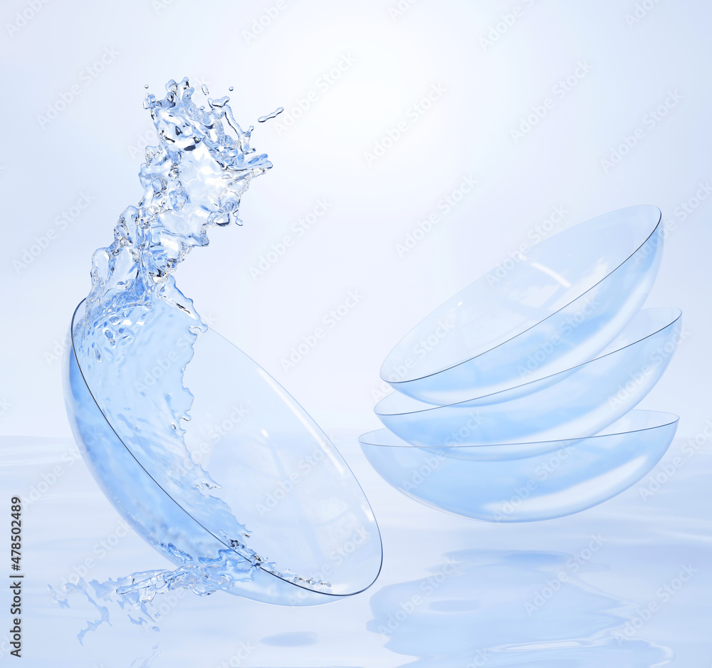 Contact lenses for eye care in water splash, liquid solution for ...