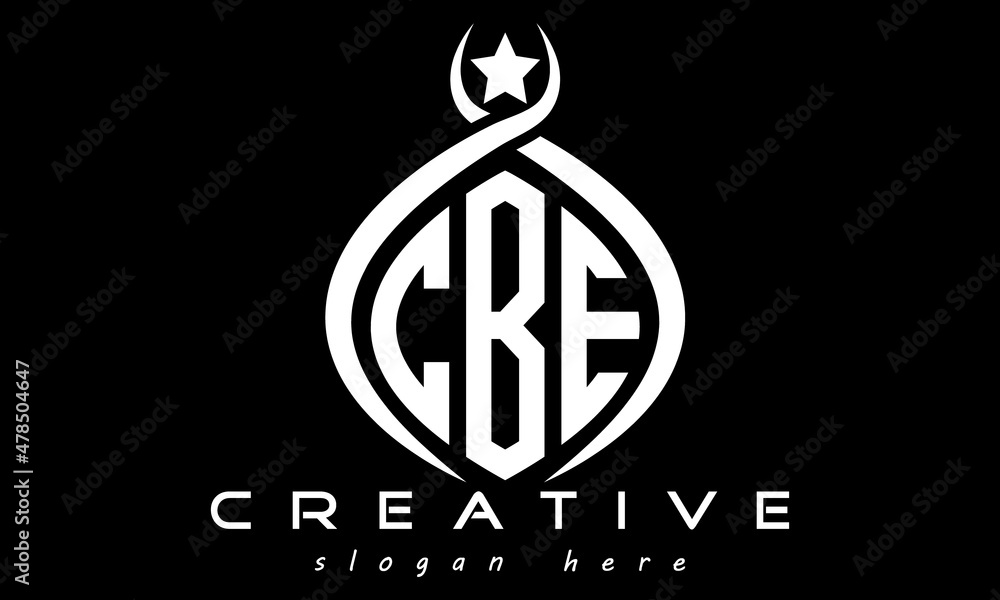 CBE three letters monogram curved oval initial logo design, geometric ...