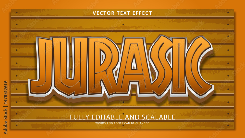 jurassic text effect editable eps file Stock Vector | Adobe Stock