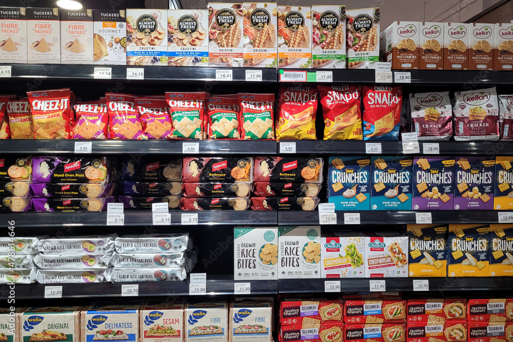 Various brands of loacl and imported biscuit, cookies and crackers on ...