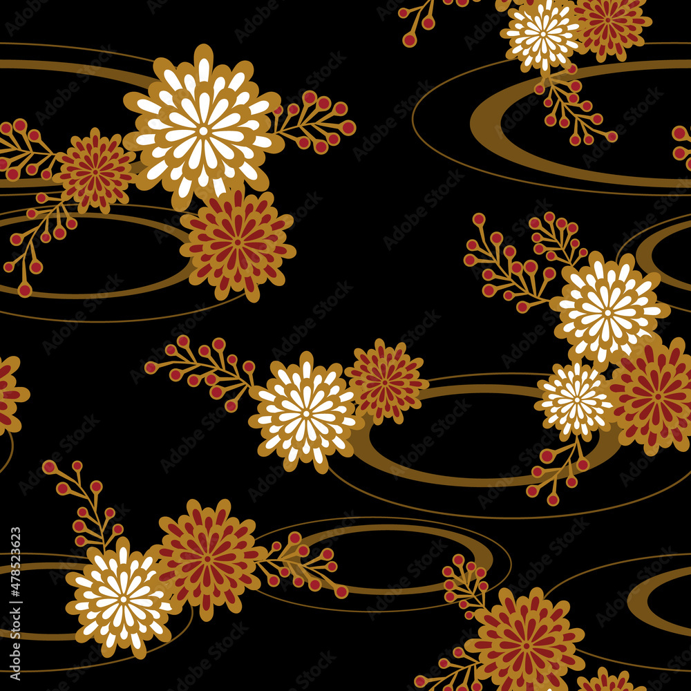 japanese chrysanthemum design - seamless vector repeat pattern, use it ...