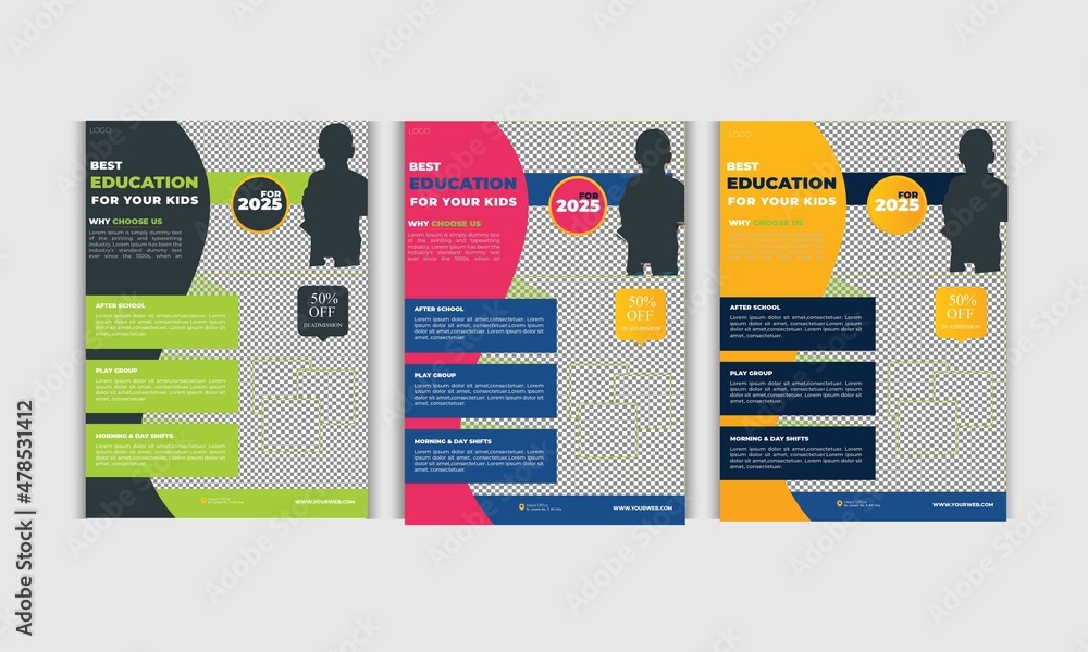 School Admission Flyer, Leaflet, Cover page Design with Multicolor ...