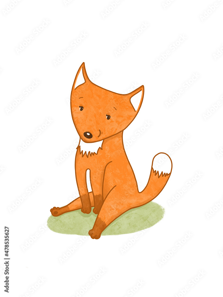 foxy illustration sit cute funny cartoon isolated white Stock ...