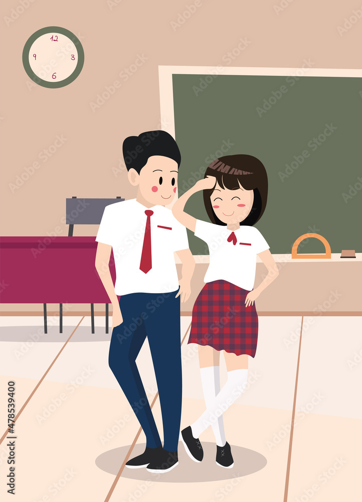 Happy smiling joyful couple. Cartoon vector illustration isolated on ...