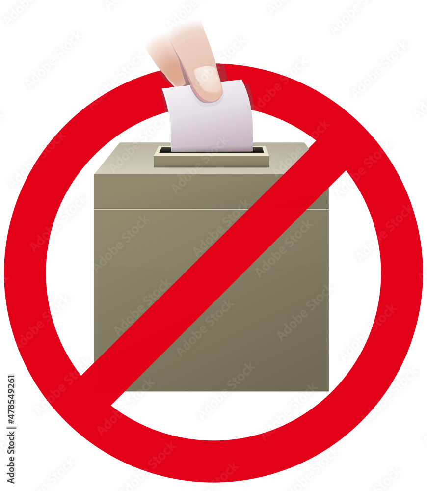 Election ballot box with fingers casting a ballot crossed out by the ...