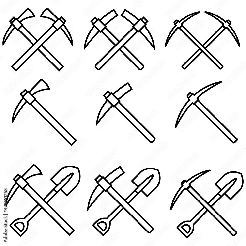 Pickaxe line icon, vector logo isolated on white background, pickaxe ...
