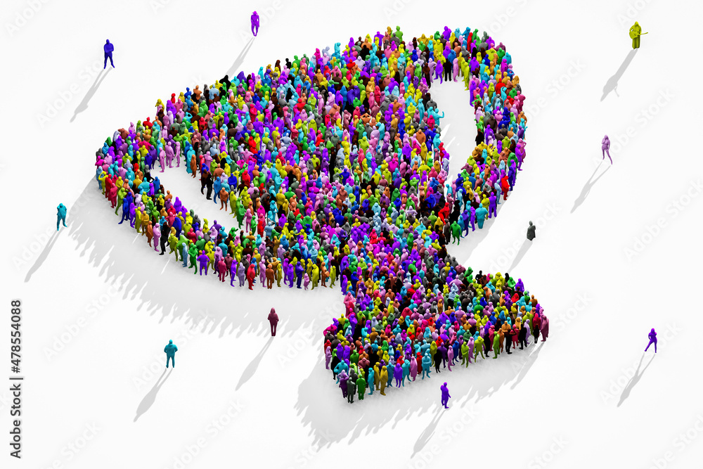 Crowds of People in Success Shape. Goal or Achievement concept. 3D ...
