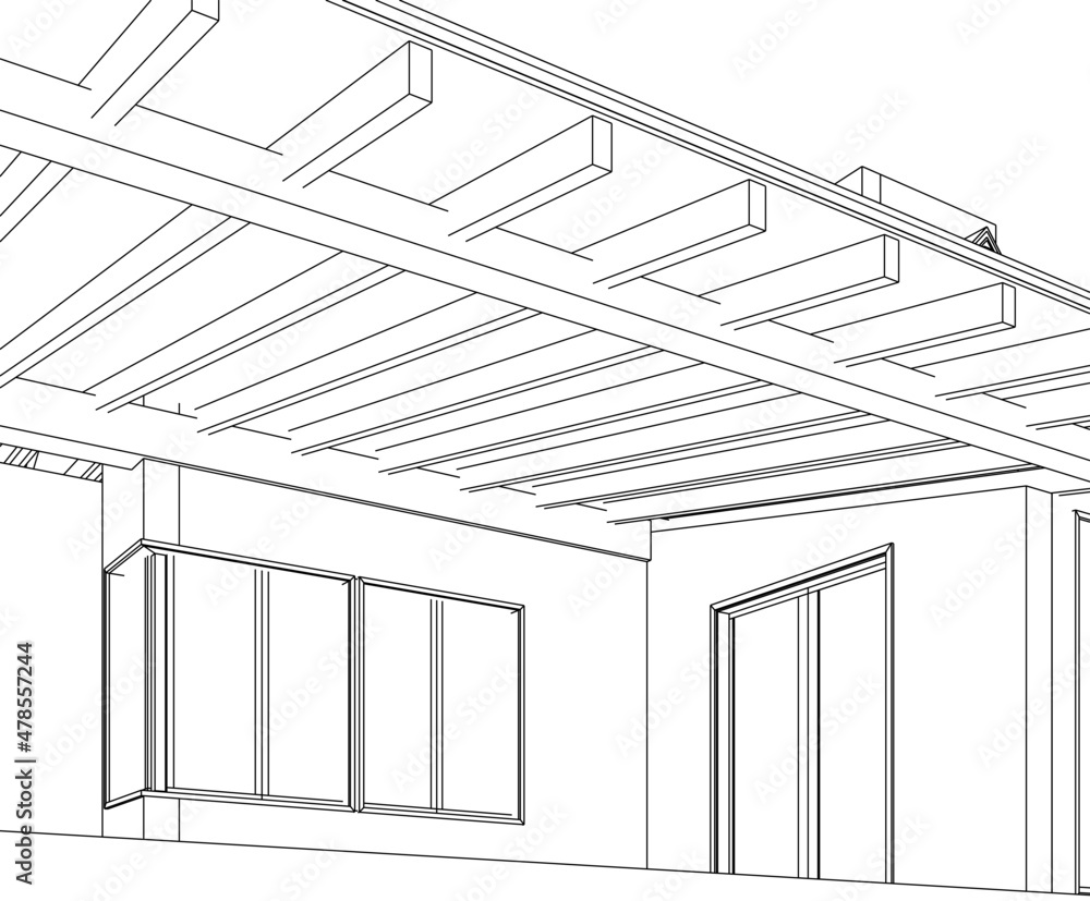 house sketch drawing. ranch, texas house Stock Vector | Adobe Stock