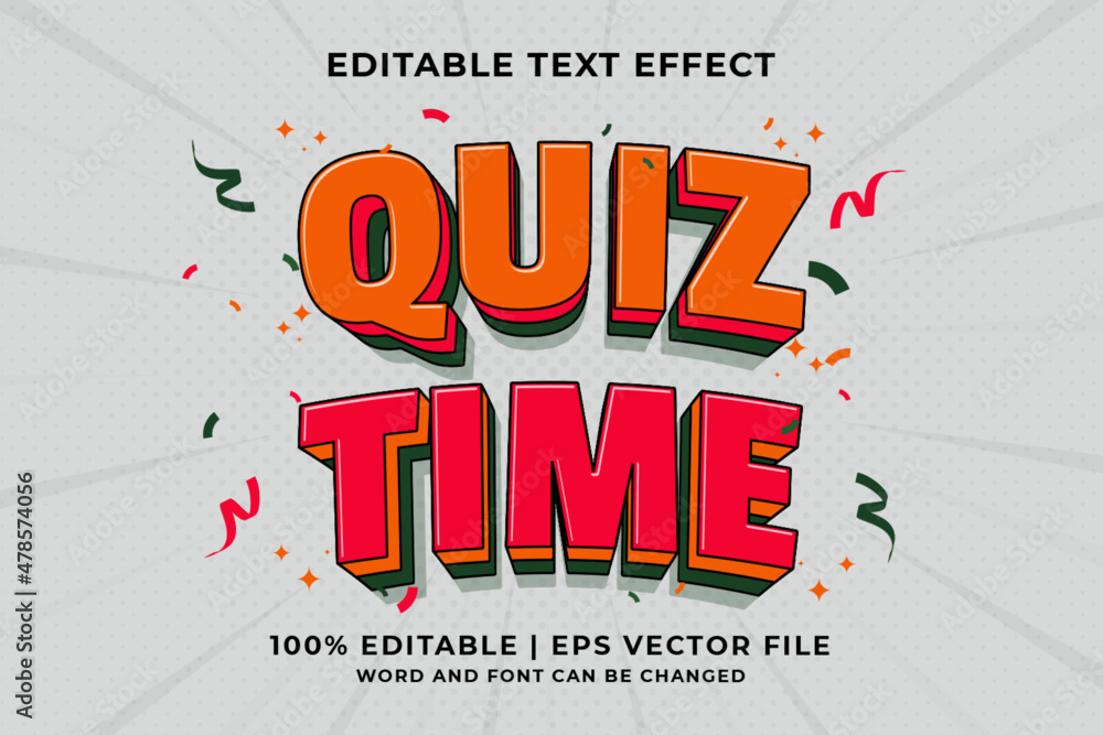 Editable text effect - Quiz Time Traditional Cartoon template style ...