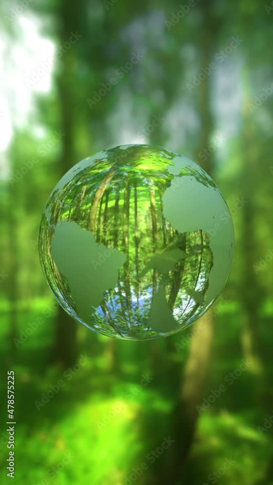 3D animation - Looped rotating crystal ball shaped planet Earth in a ...