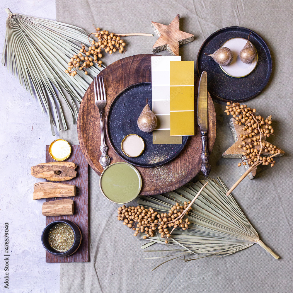 color palette mood board for interior design and decor Stock Photo ...