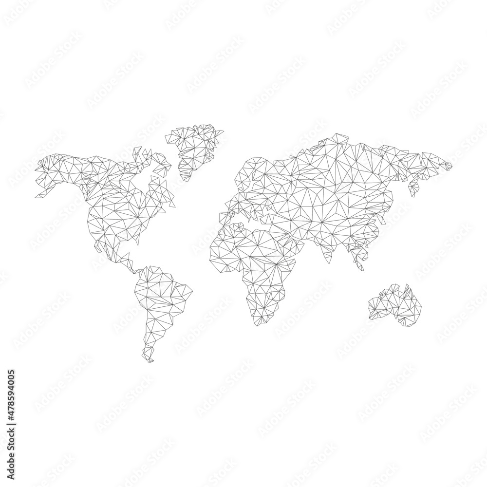 Plakat world map with connected triangular shapes. Continuous Earth ... Plakat world map with connected triangular shapes. Continuous Earth ...